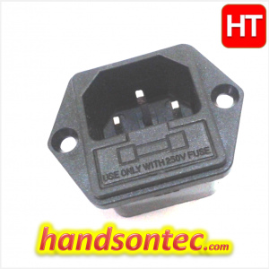 3-Pin 250VAC/10A Power Socket with Fuse – HandsOn Tech