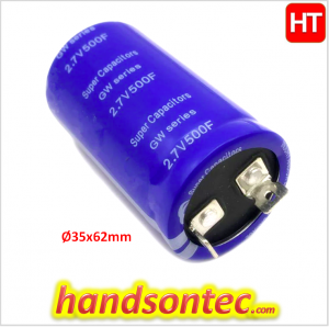 500F~2.7V Super Capacitor- Solder Lug Terminal – HandsOn Tech